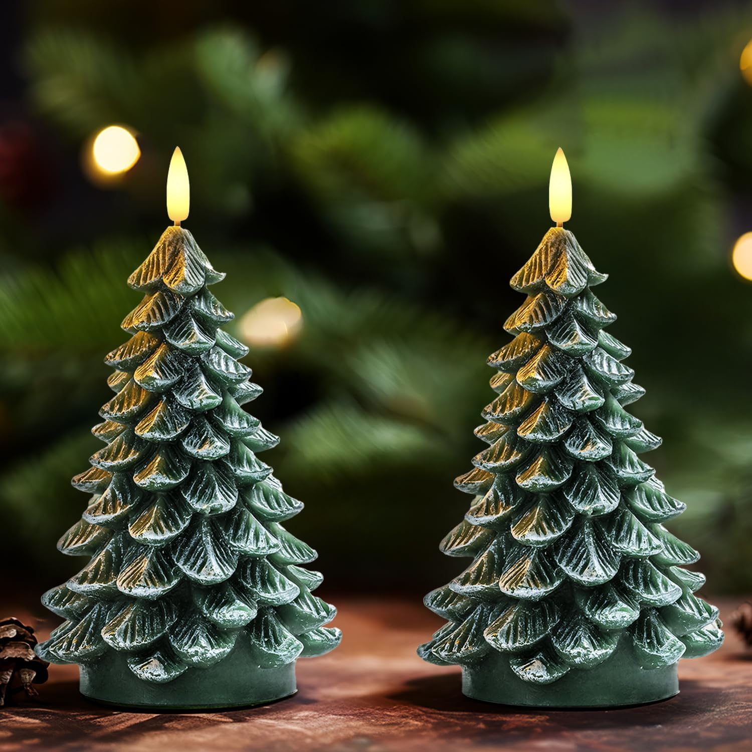 Amazon.com: Homemory Christmas Tree Candles with 6 Hours Timer, 2 Pcs ...