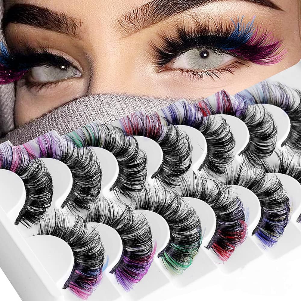 QYLPZ Coloured False Eyelashes False Lashes Faux Mink Lashes Colored ...