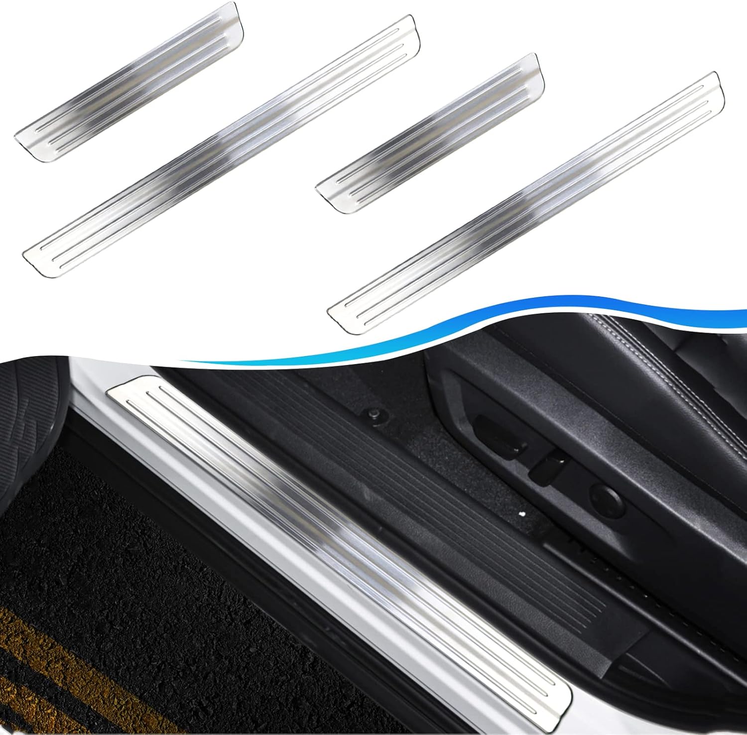 SXCY Compatible with Nissan X-Trail T33 2022 Stainless Steel Door Sill Cover, Door Sill ...