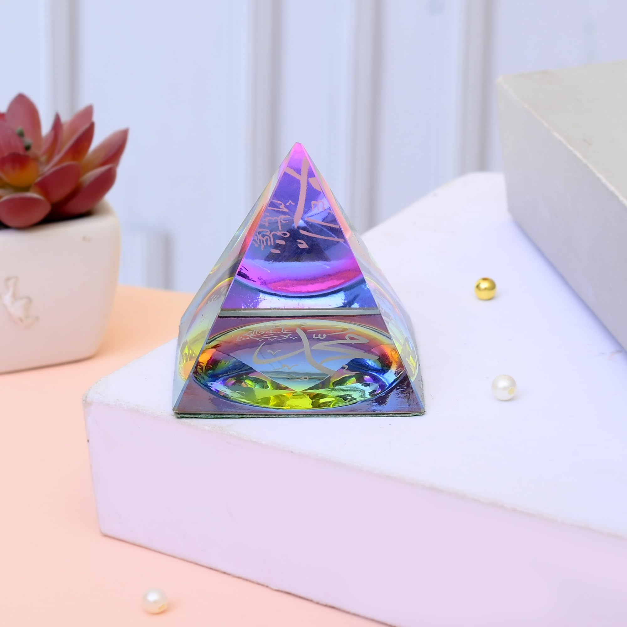 KhwajaDarbar Crystal Pyramids with Holy Names Mohammed, Islamic Muslim ...