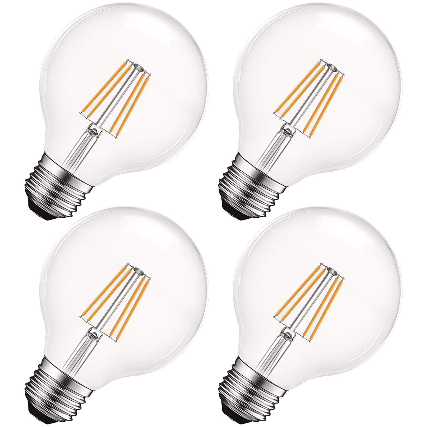 LUXRITE Vintage G25 LED Globe Light Bulbs 60W Equivalent, 550 Lumens ...