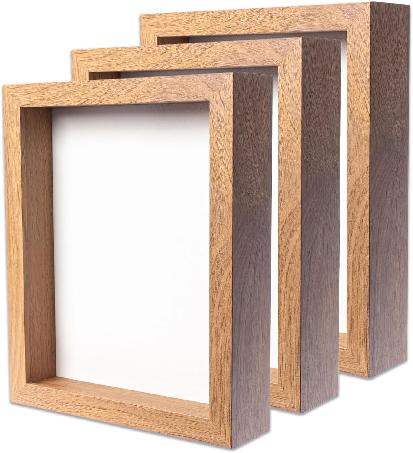 Amazon.com - FrameWorks 8” x 10” Golden Oak Wooden Shadow Box Frame (3 ...