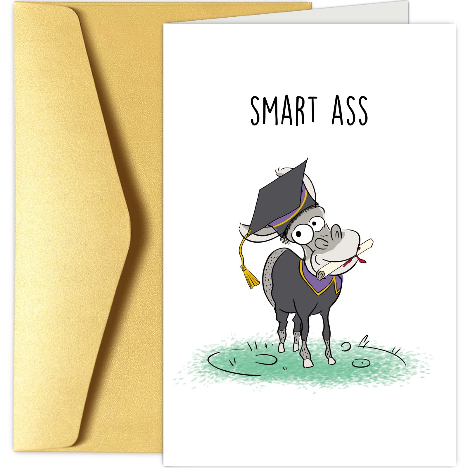 Amazon.com : Chenive Funny Donkey Graduation Card, Smart Ass Graduation ...