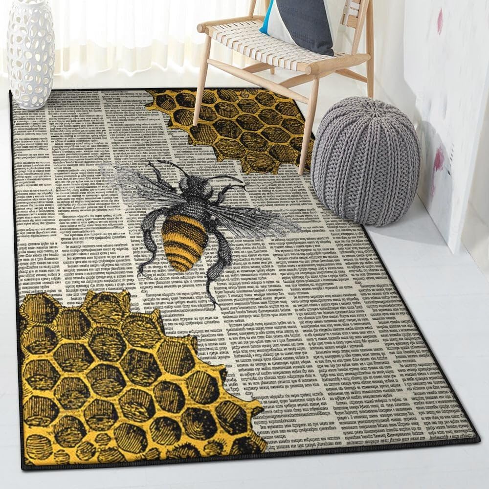 Amazon.com: Personalized Bee Rug - Bee On Newspaper Rug Bee Carpet Bee ...