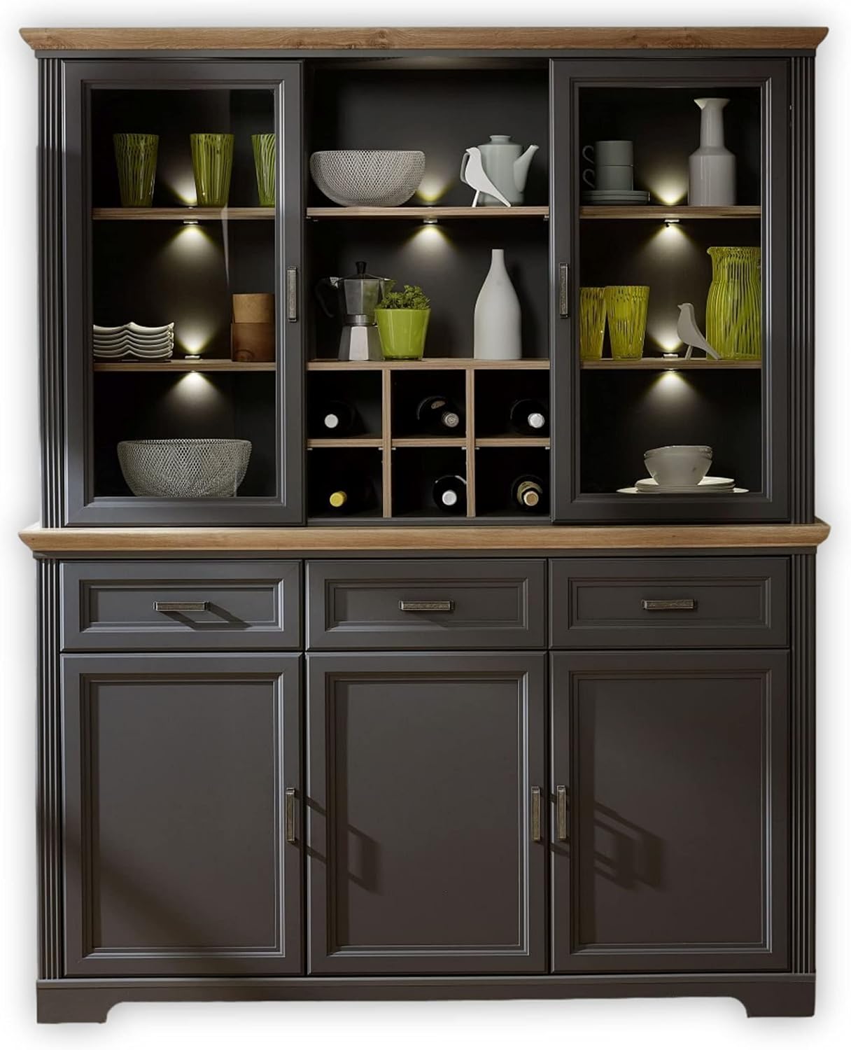 Stella Trading JASMIN Buffetschrank in Artisan Eiche Optik, Graphit ...