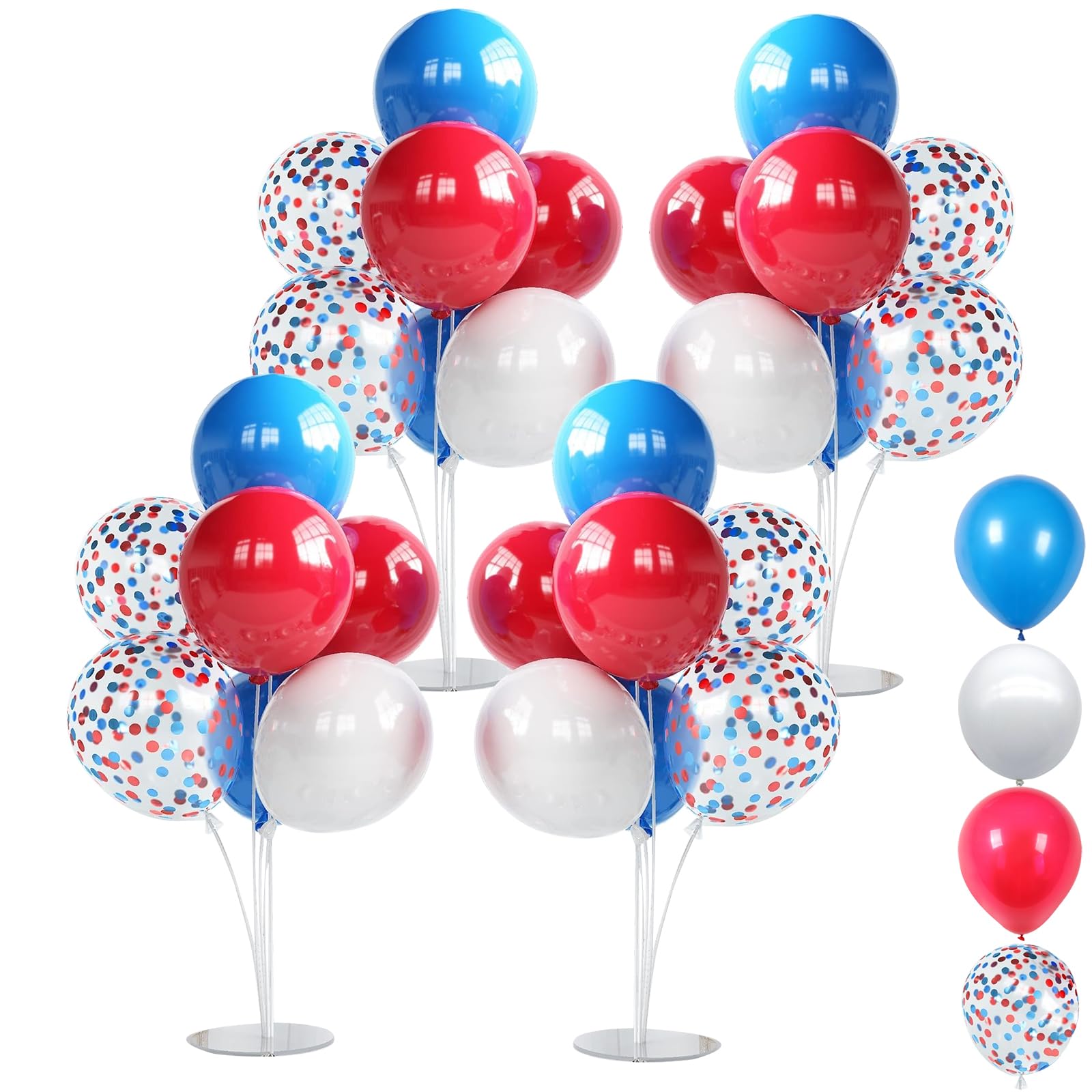 Amazon.com: Blue and Red Balloon Stands Centerpieces 4 Set 28" Balloon ...