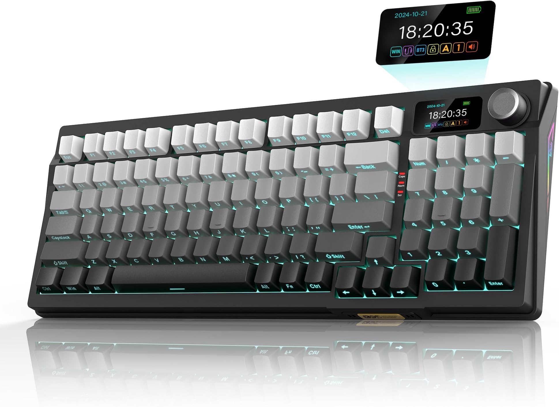 Amazon.com: RedThunder K95 Wireless Mechanical Keyboard,TFT Screen & Knob, Trip-Modes Connection ...