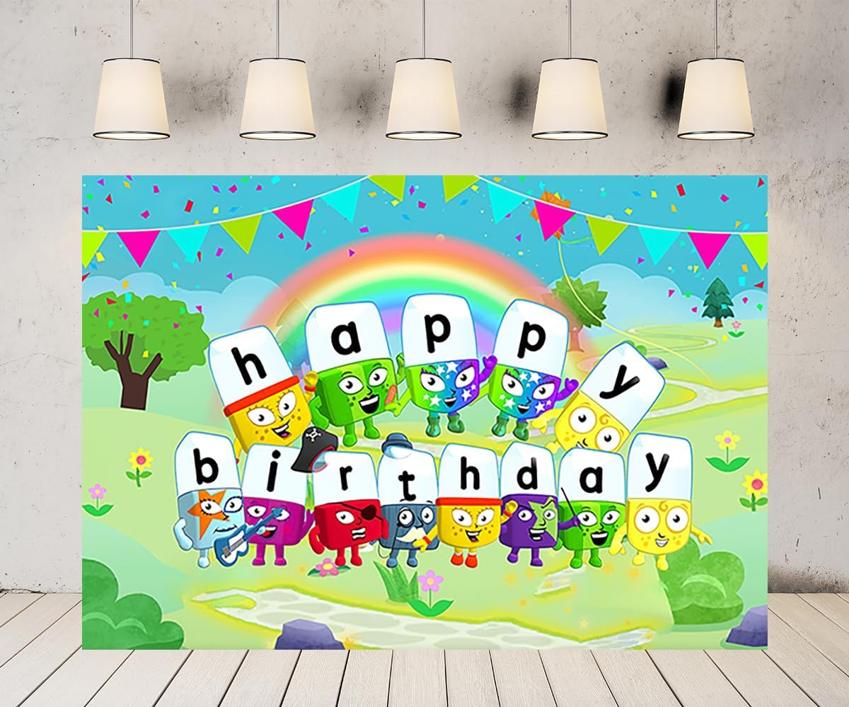 Amazon.com : Alphablocks Birthday Photography Backdrop 5x3ft Letters ...