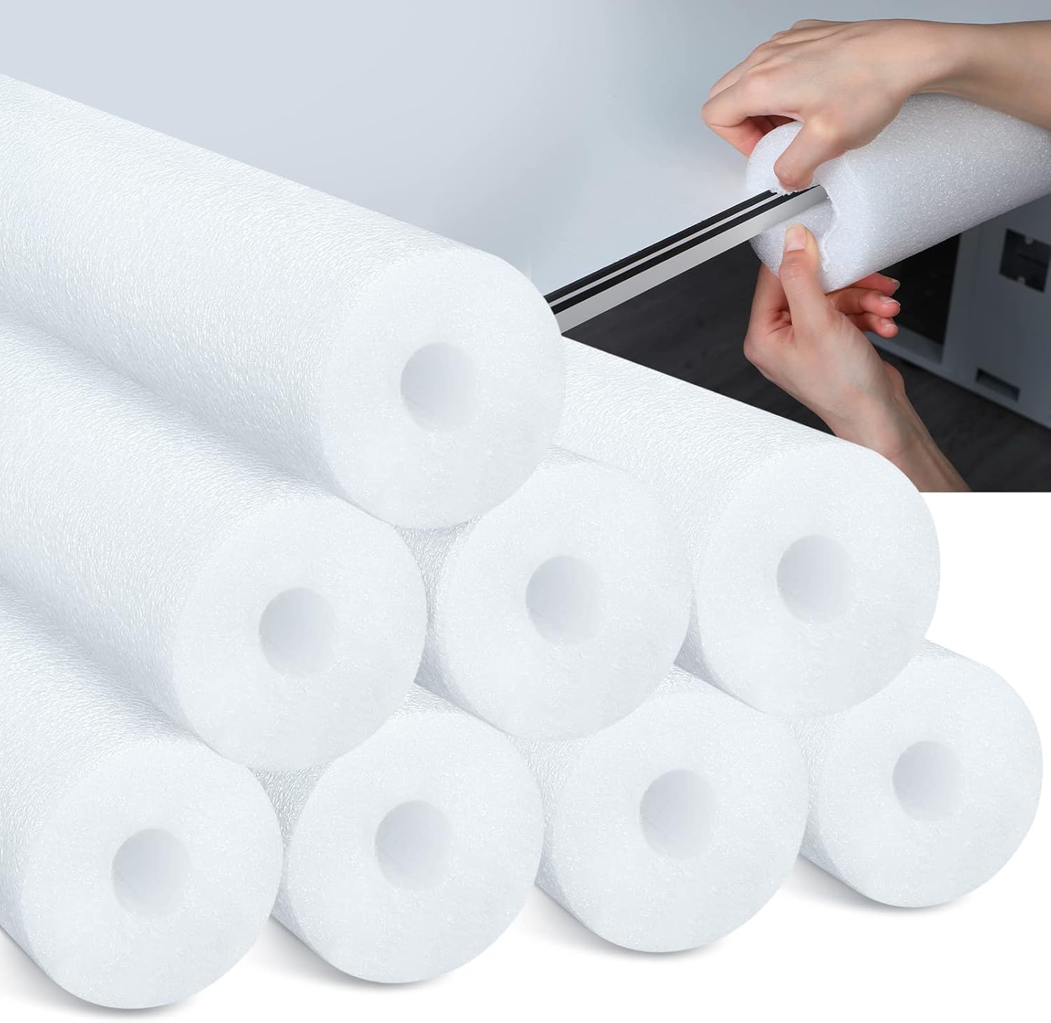 8 Pieces Clamp Foam Tubes Bulk 52 Inches Pipe Insulation Foam Tube Pool ...