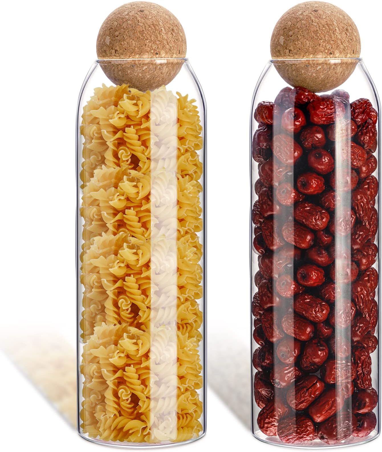 Amazon.com: Glass Storage Jars with Cork Lid Ball 3 Pack, Clear ...