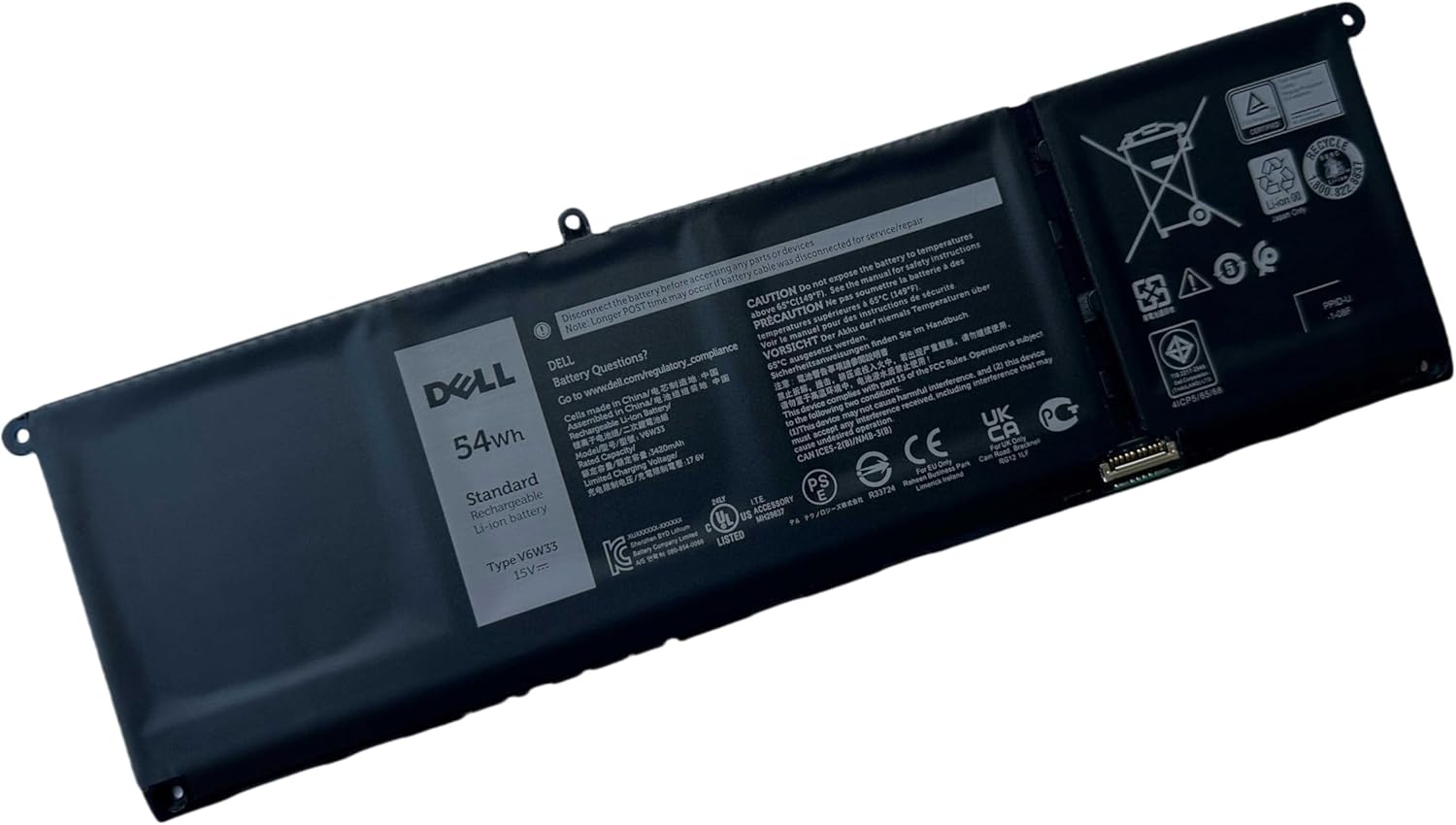 Amazon.com: DELL V6W33 15V 54Wh 4-Cell laptop Battery For Dell Latitude ...
