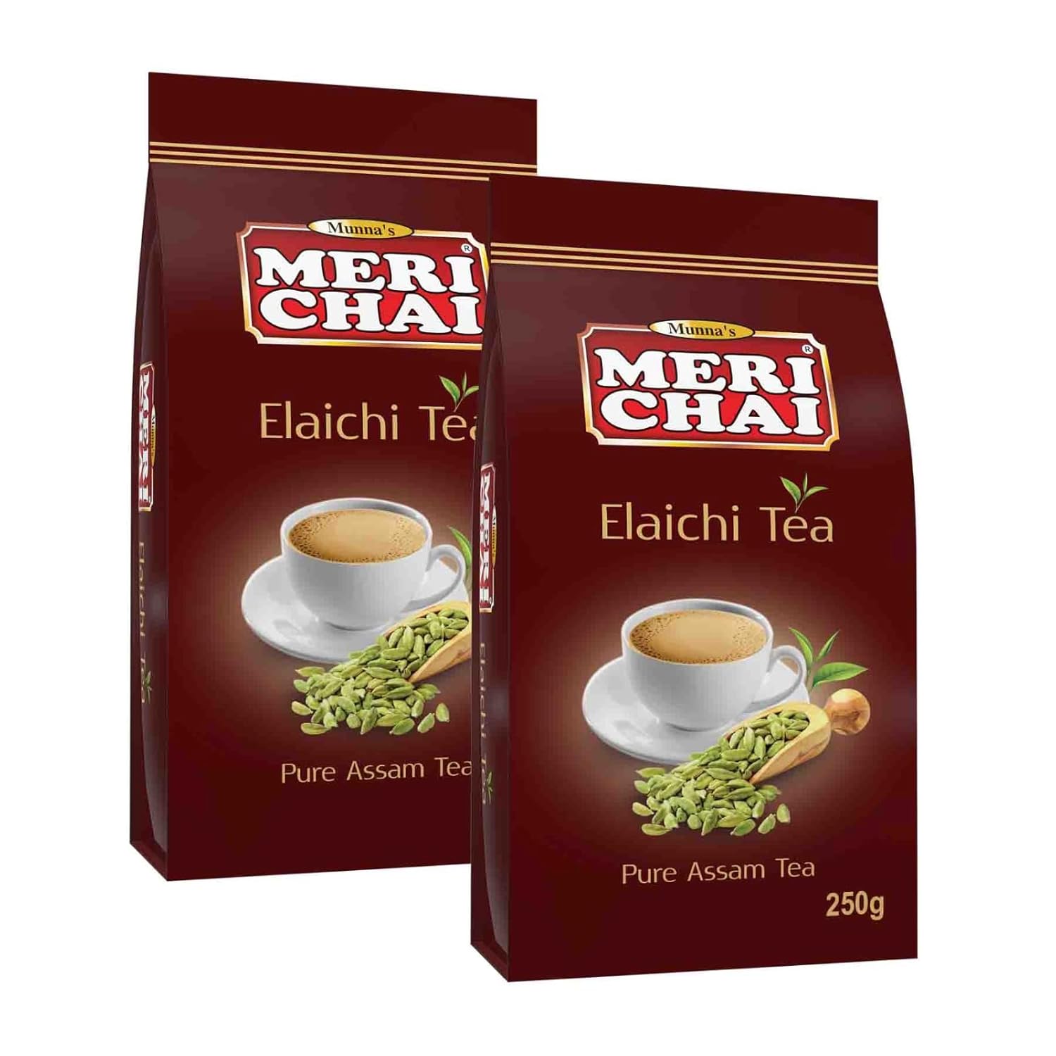 MERI CHAI Elaichi Tea Pouch (2 X 250 Gram) - Assam, Loose Leaves ...