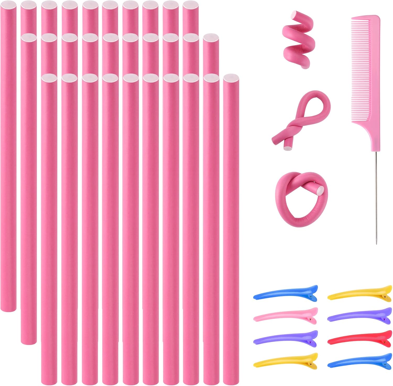 30 Pieces Flexible Curling Rods Hair Twist Foam Rollers No Heat Curlers ...
