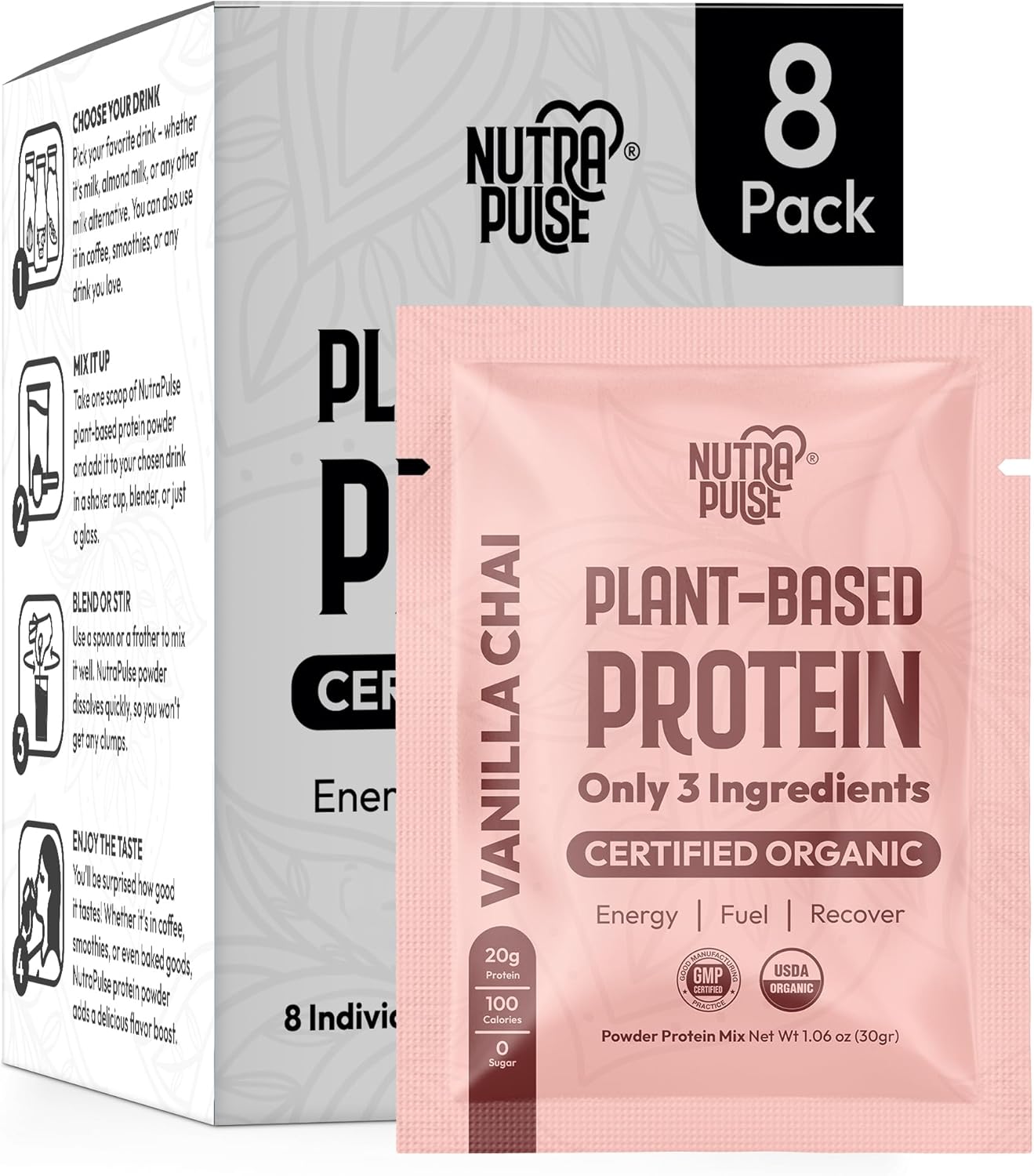 Amazon.com: NUTRAPULSE Organic Vegan Protein Powder Sample Pack - Plant ...