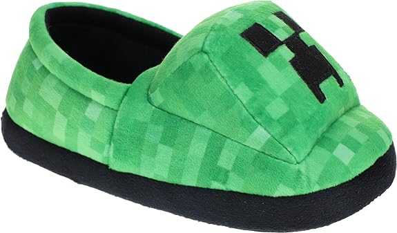 Amazon.com: Minecraft Slippers for Kids, Slip-On Creeper Novelty ...