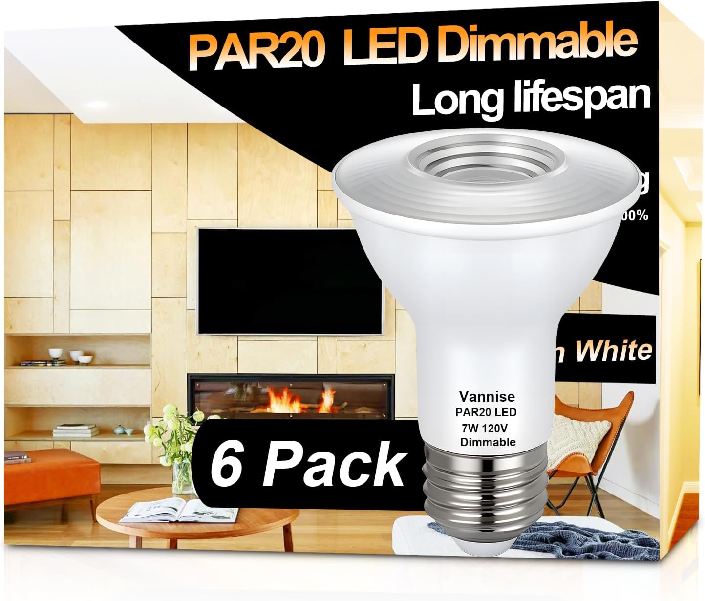 Vannise PAR20 LED Bulbs 5000K Daylight, 6 Pack Long Lasting LED PAR20 ...
