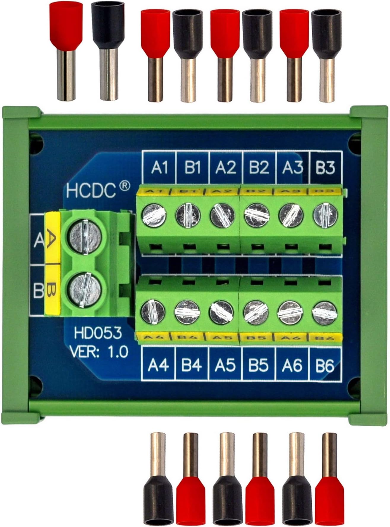 Amazon.com: DIN Rail Mount 24A/400V 12 Position Screw Terminal Block ...