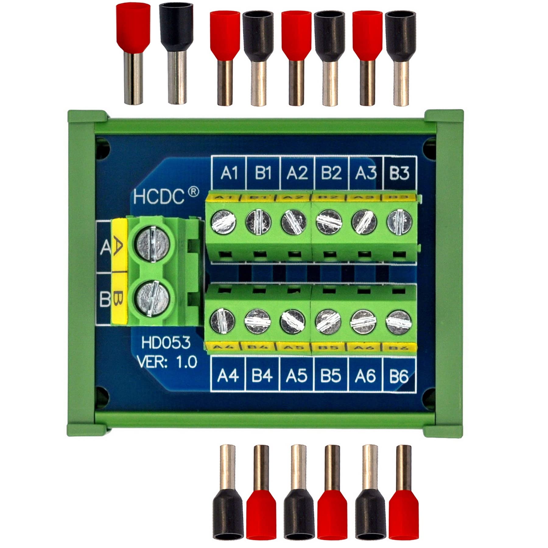 Snapklik.com : DIN Rail Mount 30Amp 48V 2x6 Position Screw Terminal ...