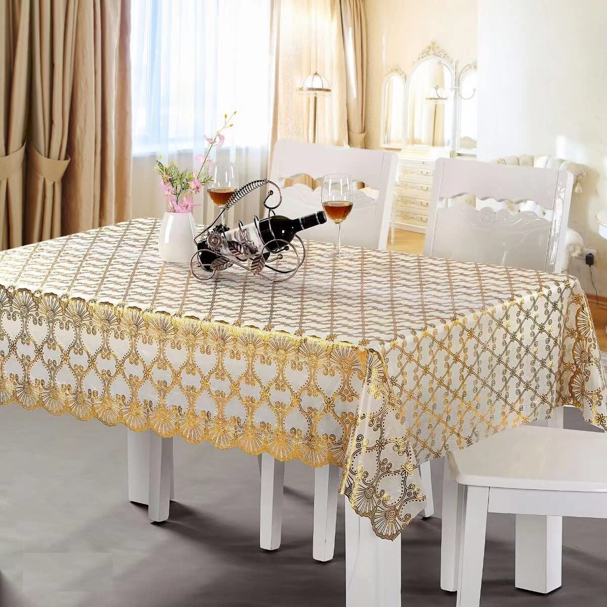 Buy CASA-NEST Gold Embossed Exclusive Table Cover, Size 54X78, 4-6 ...