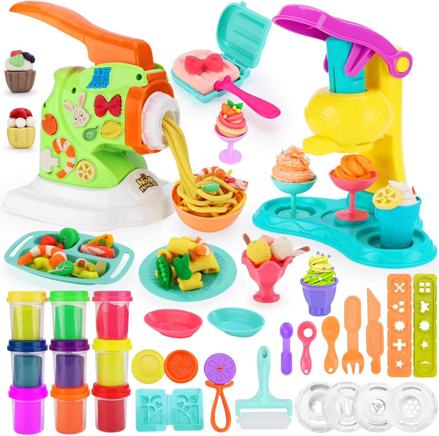 Amazon.com: Crelloci 2 in 1 Color Dough Kitchen Creations Set, Ice ...