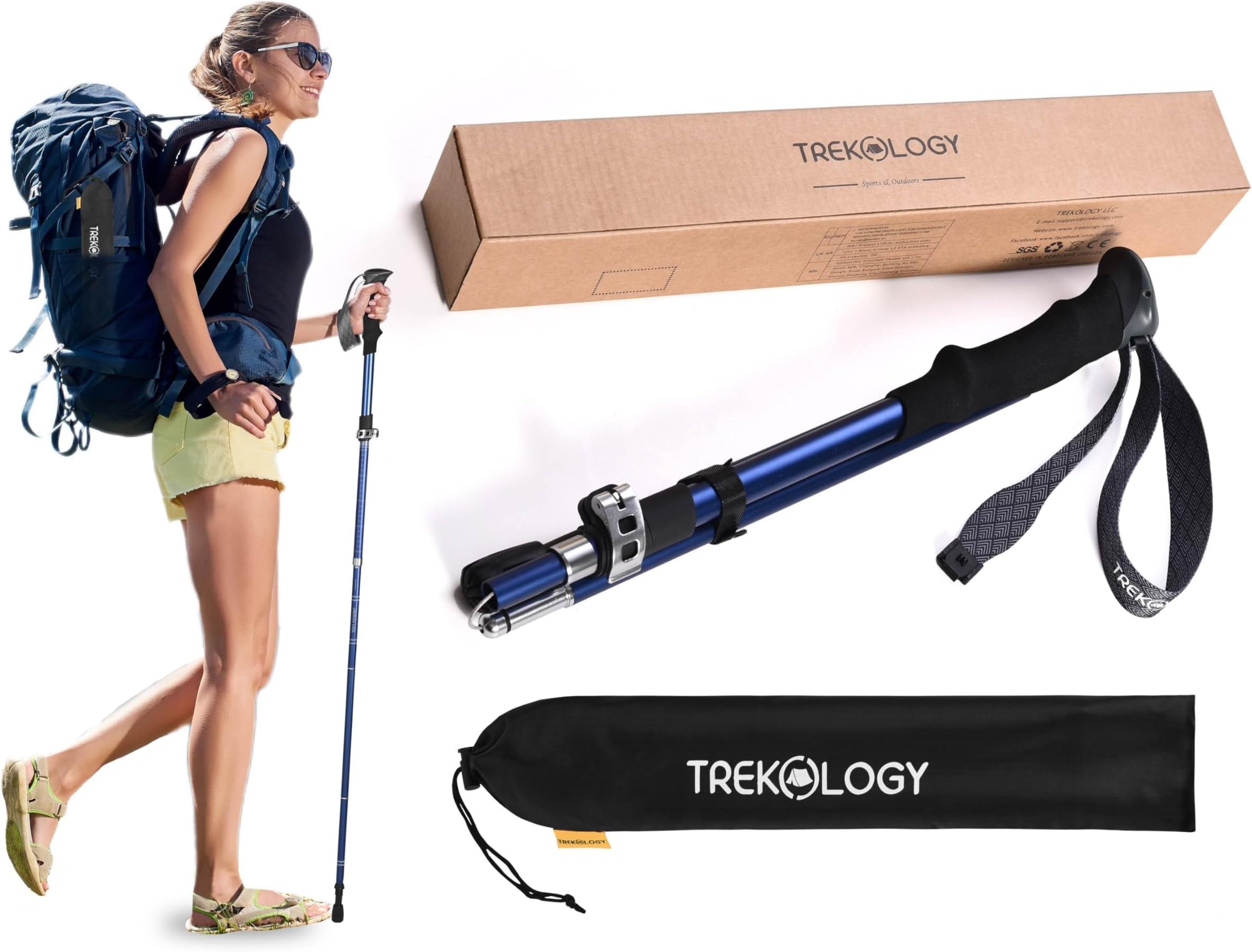 Costcom 2X Light Weight Hiking Trekking Poles Walking Stick Anti Shock ...
