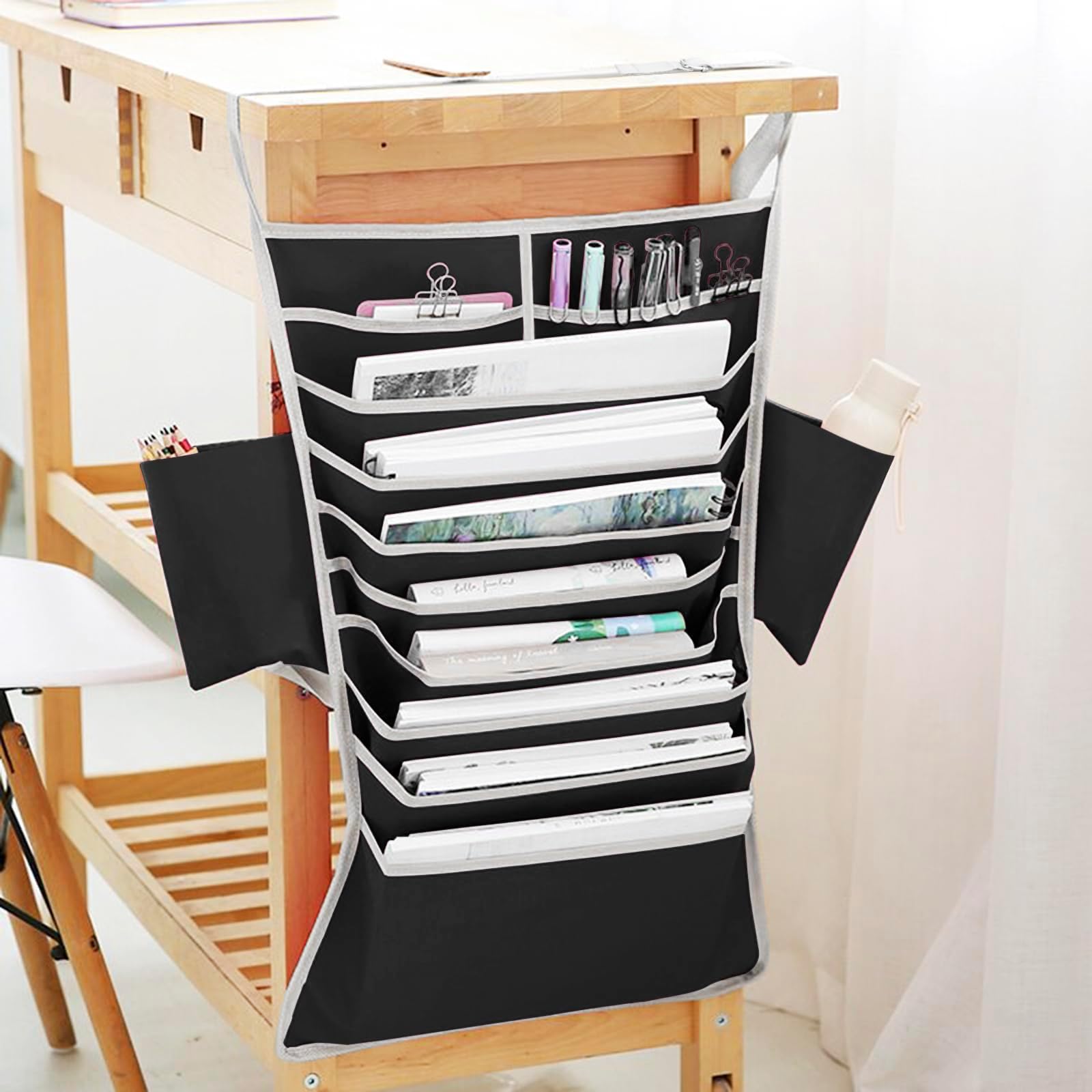 Amazon.com: Desk Side Hanging Book Storage Organzier Pocket Heavy Duty ...