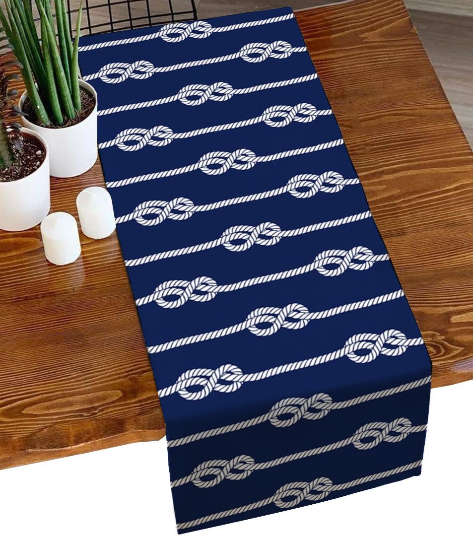 Amazon.com: Nautical Knot Table Runner 36 Inches Short, Cotton Linen ...