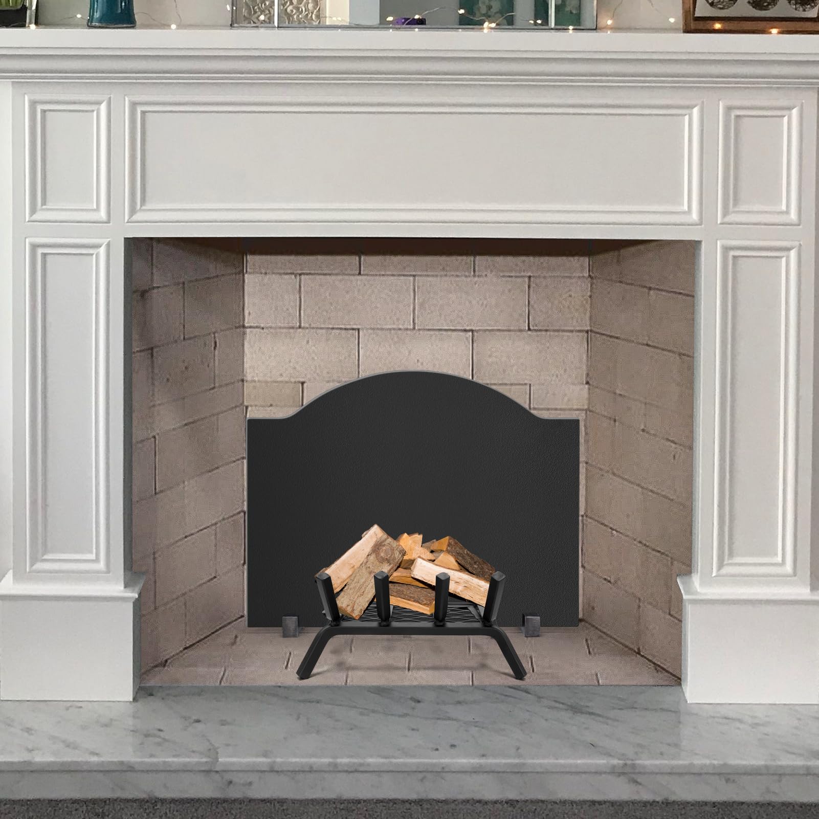 Fireback for Fireplace- Iron Fireplace Back Plates with Feet, Fireplace ...