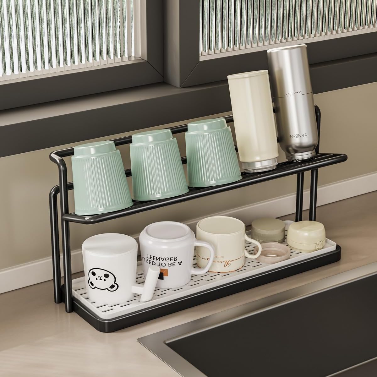 Amazon.com - Peohud 2 Pack Cup Drying Rack, Mug Draining Organizer ...