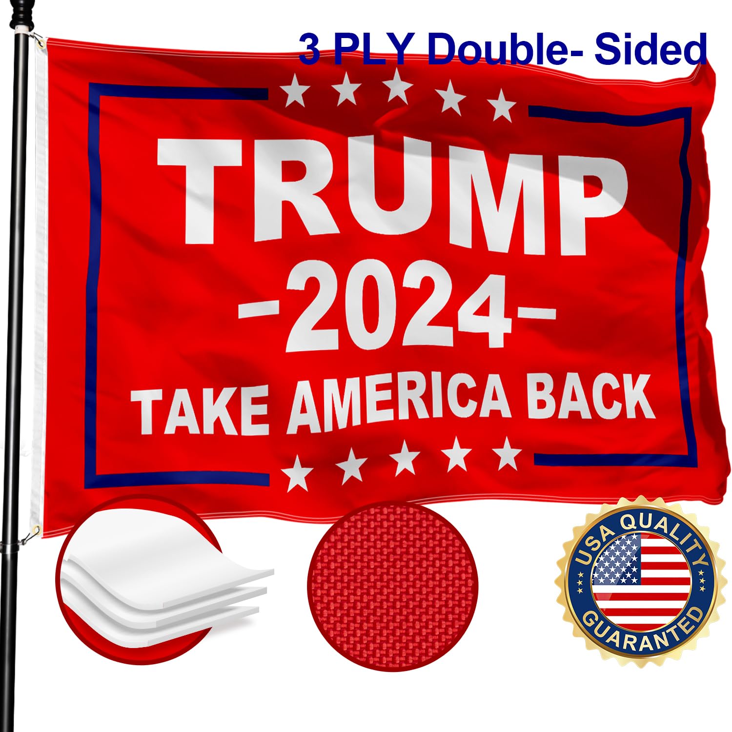 Amazon.com : WHGJ Trump 2024 Flag Take America Back - Double Sided 3x5 ...