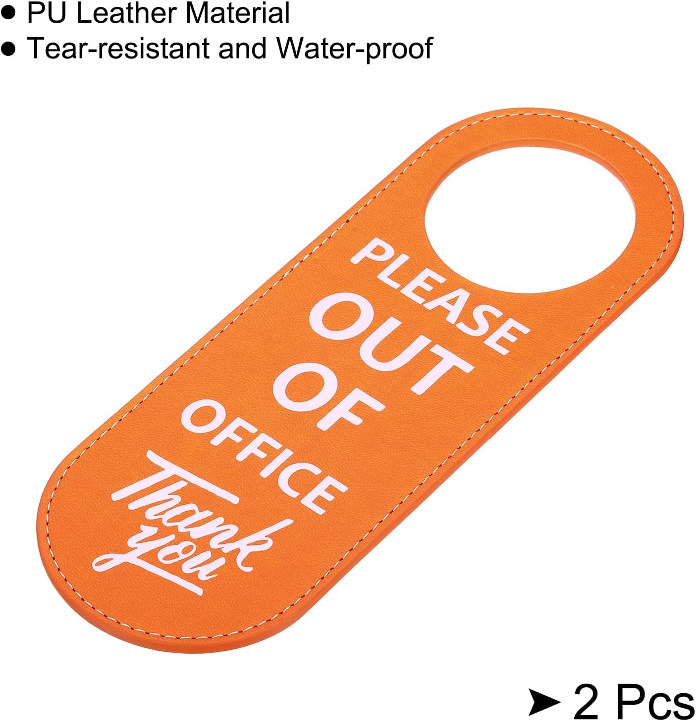 PATIKIL Out of Office Door Hanger Sign, 2 Pack PU Leather Double Sided ...