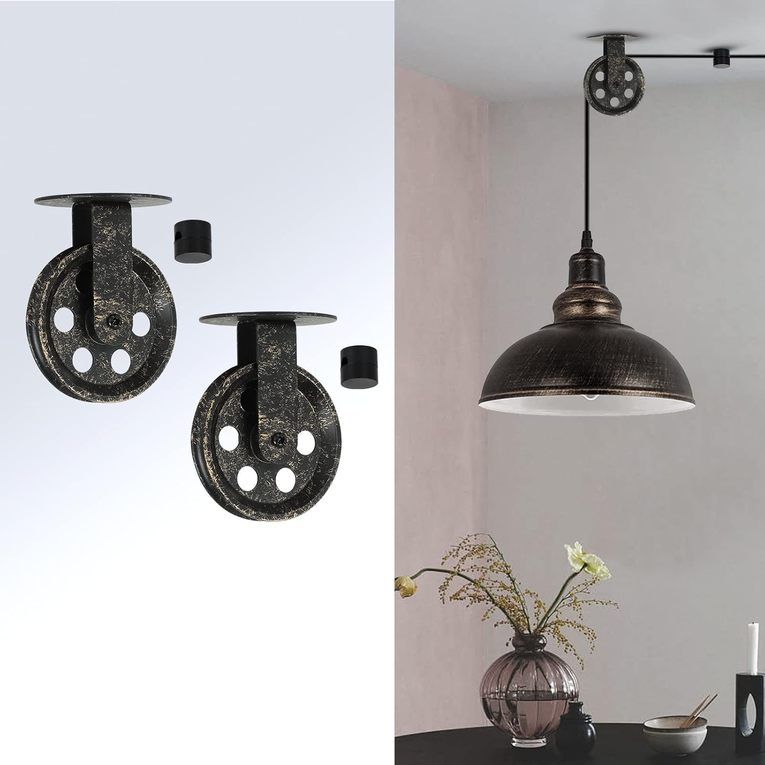 Amazon.com: Wirziis 2.75” Rustic Pulley Wheels Set of 2 for Plug In ...