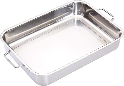 MasterClass Deep Stainless Steel Roasting Tin with Folding Handles and ...