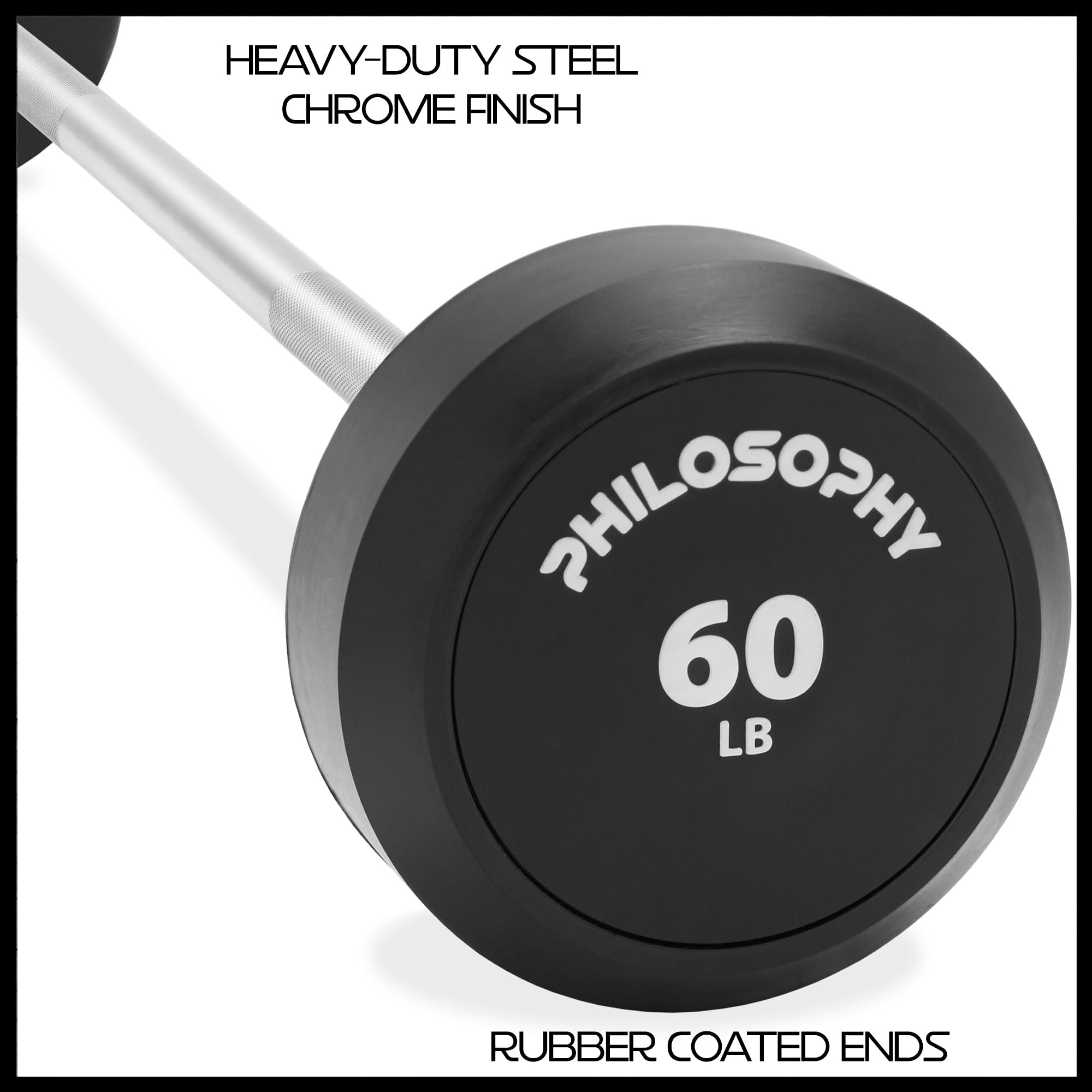 Snapklik.com : Rubber Fixed Barbell, 60 LB Pre-Loaded Weight Straight ...