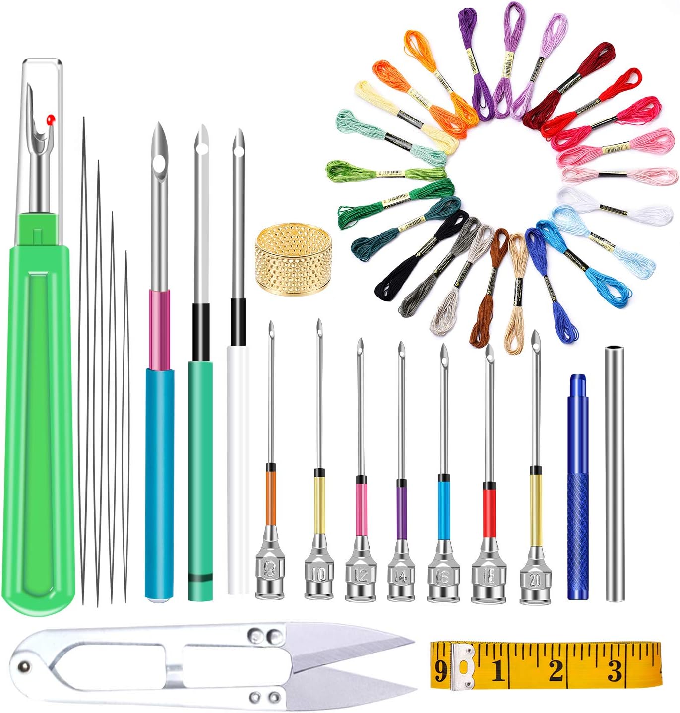 Amazon.com: 44 Pieces Punch Needle Tool Kit 24 Rainbow Color Embroidery ...