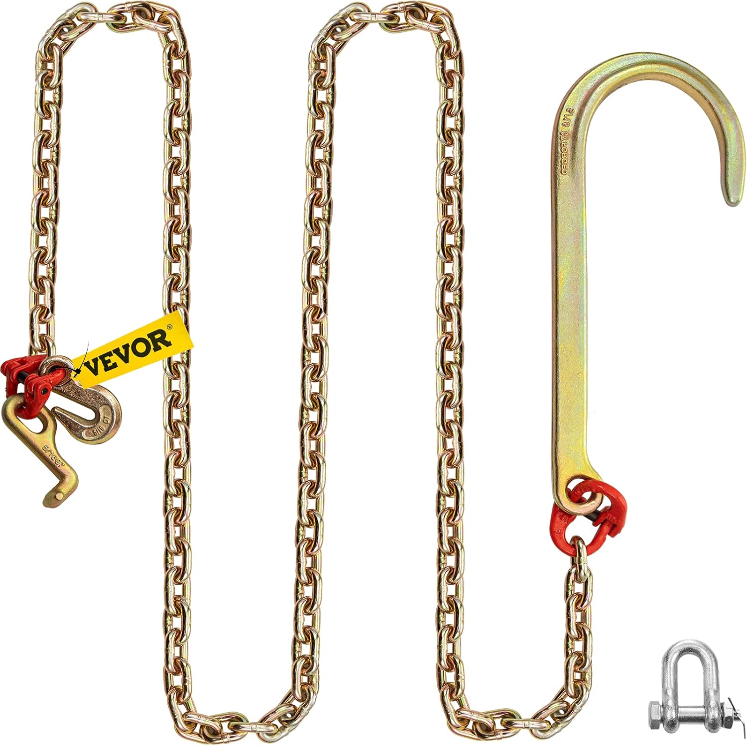 Amazon.com: VEVOR J Hook Chain, 5/16 in x 10 ft Tow Chain Bridle, Grade ...