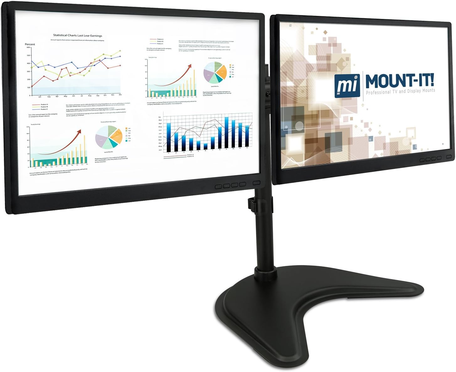 Amazon.com: Mount-It! Free Standing Dual Monitor Stand | Double Monitor ...