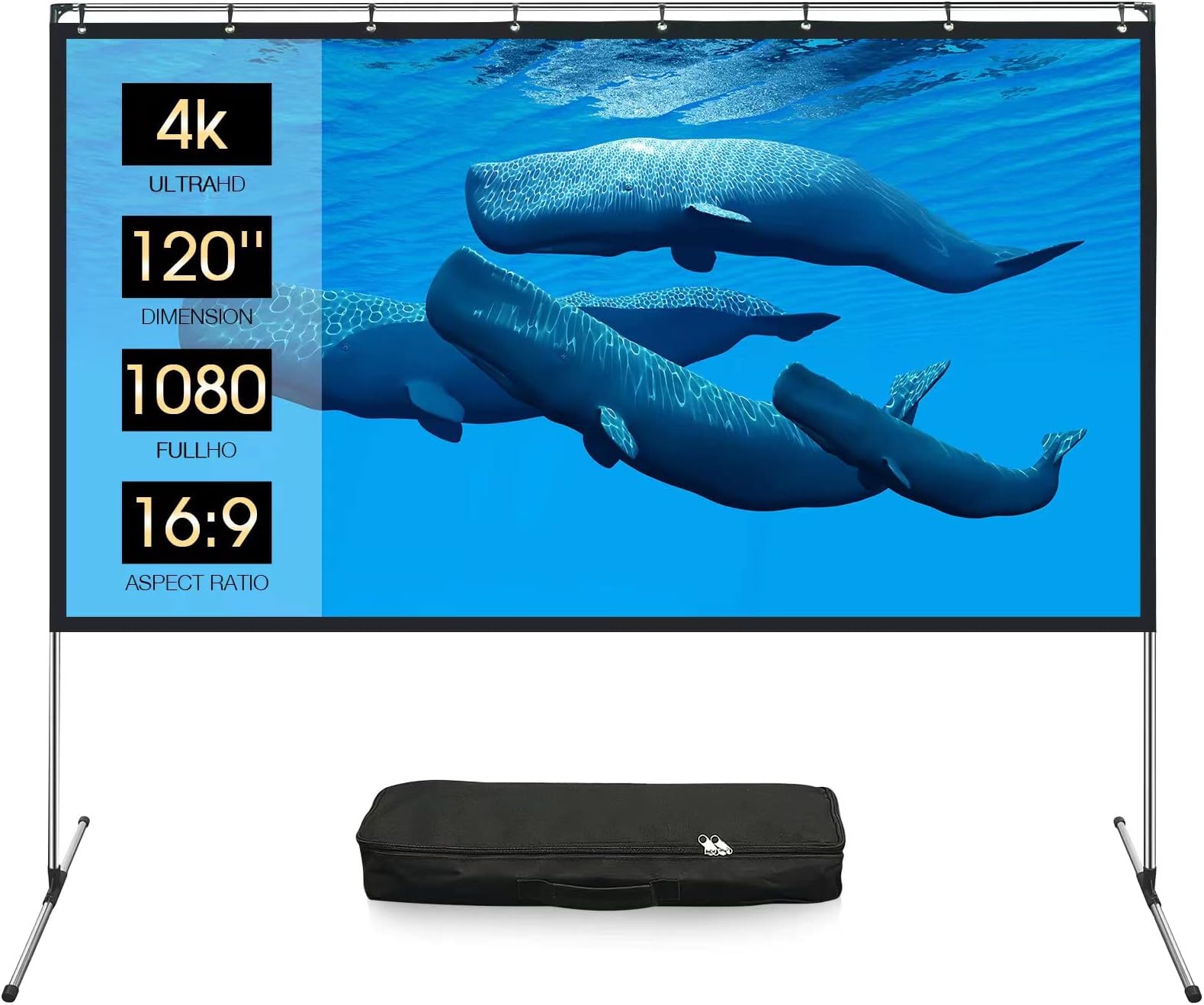 Amazon.com: Projector Screen with Stand 120 inch Portable Projection ...