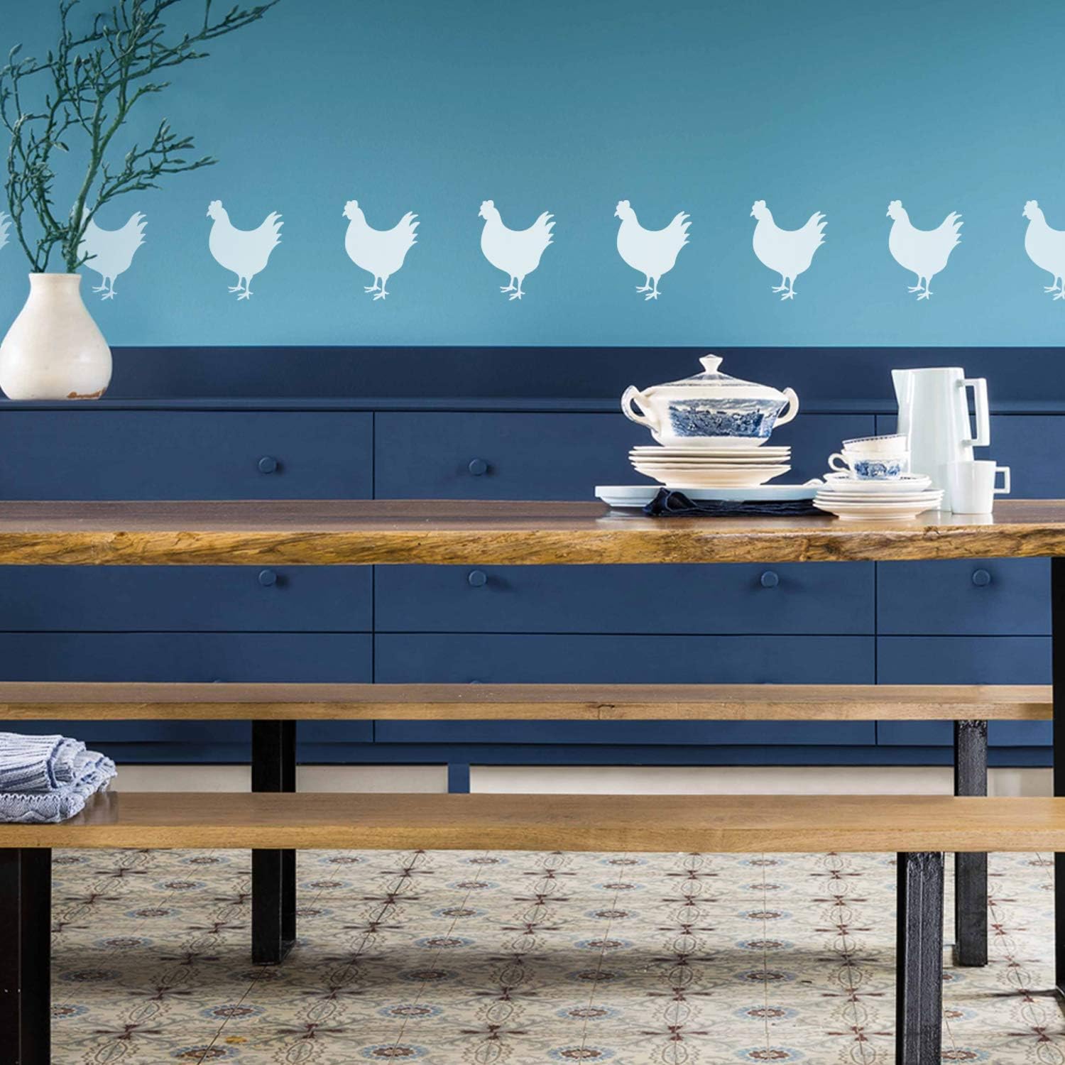 Amazon.com: Set of 12 Vinyl Wall Art Decals - Chickens - 9" x 7" Each ...