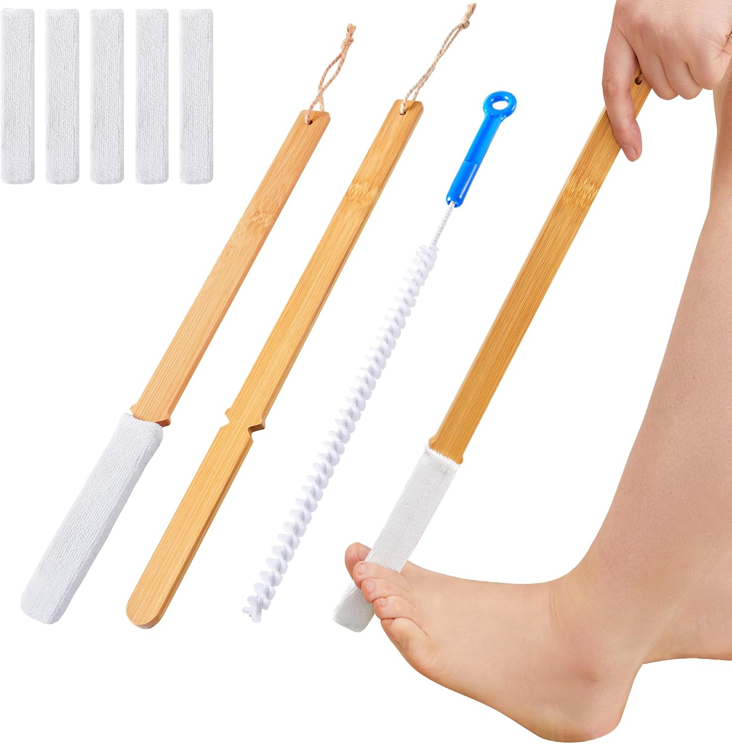 Amazon.com: Neoflavie 3 Set Long Toe Cleaning Brush with 5 pcs Reusable ...