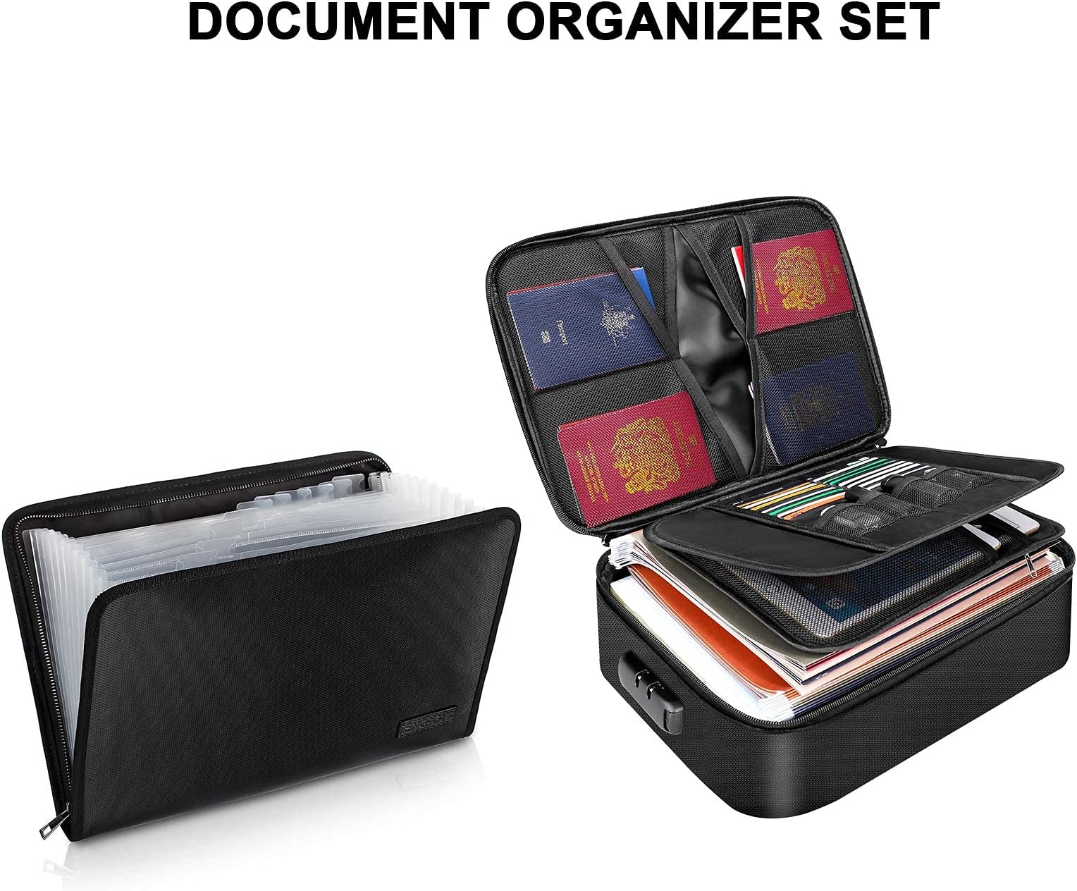 Amazon.com: ENGPOW Document Organizer Set,Fireproof File Storage Bag ...