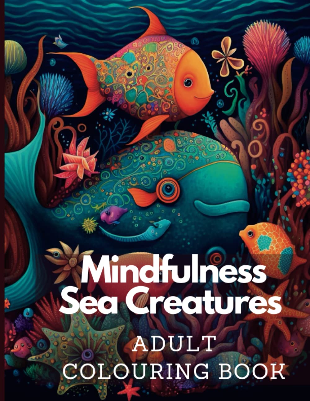 Mindfulness Sea Creatures Adult Colouring Book: Mandalas artworks, Anti ...
