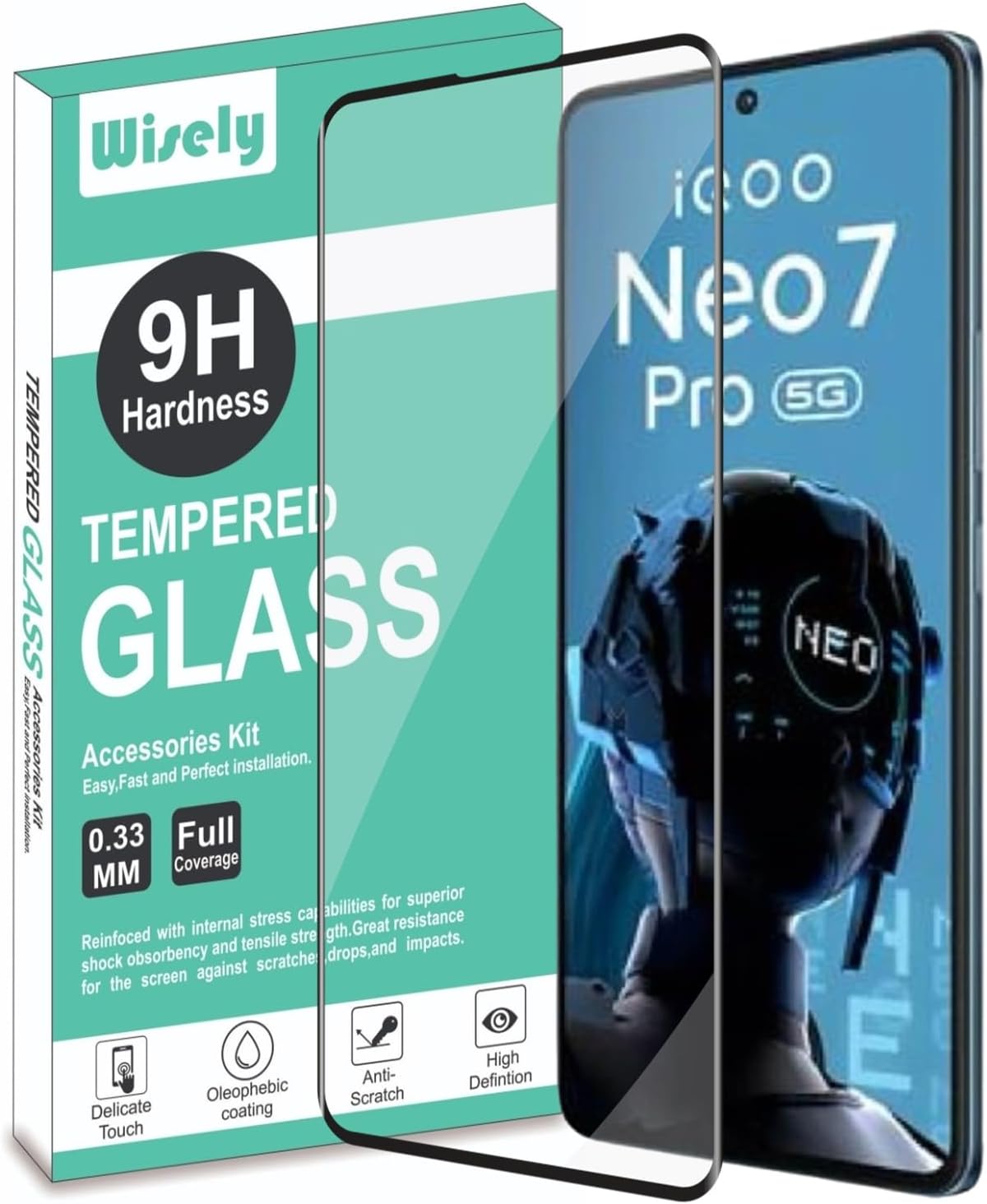 Wisely Edge To Edge Smartphone Tempered Glass For Iqoo Neo 9 Pro 5G |6. ...