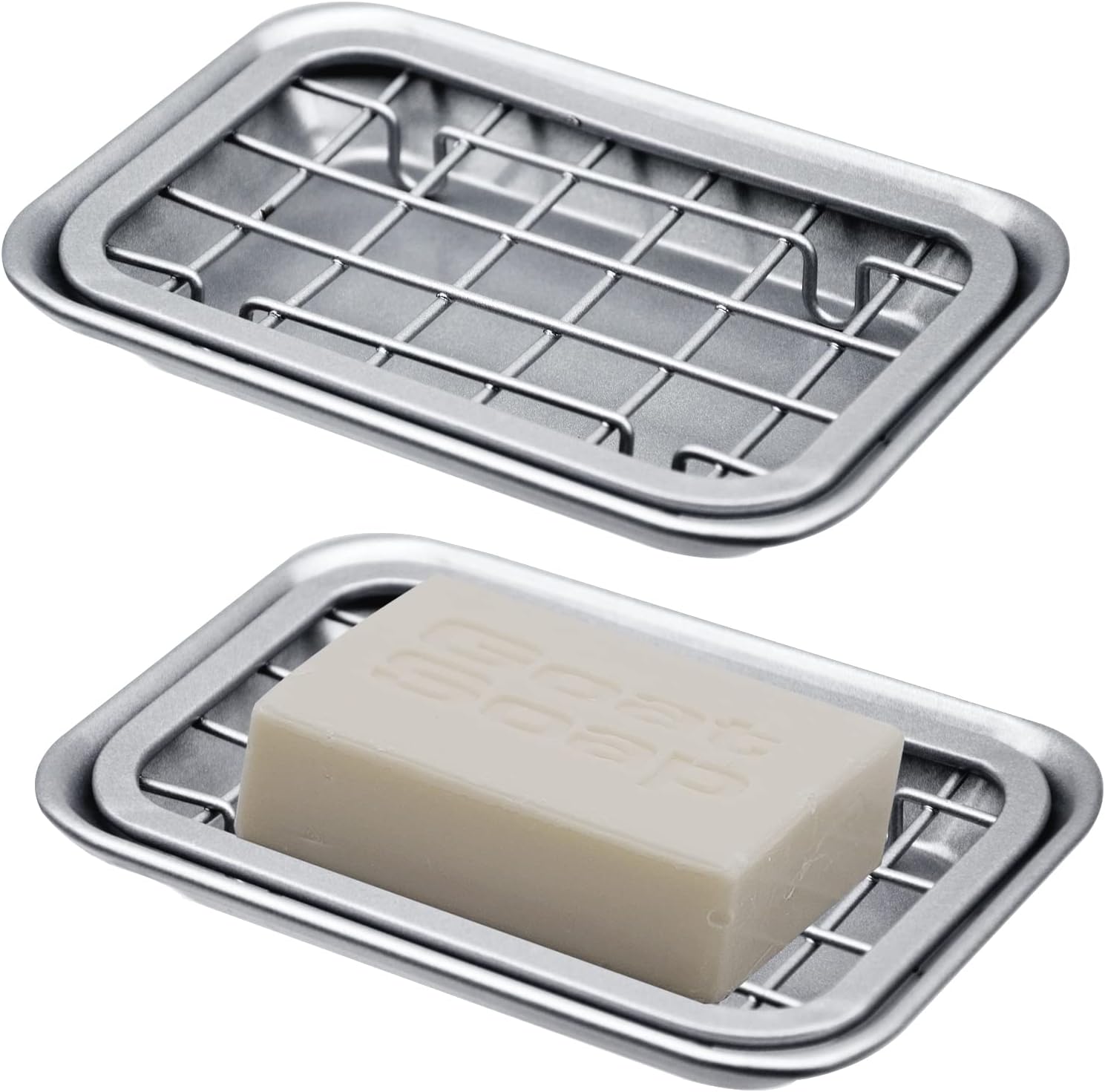 Amazon.com: Kitchen and Bathroom Soap Dish Tray - Metal 2-Piece Soap ...