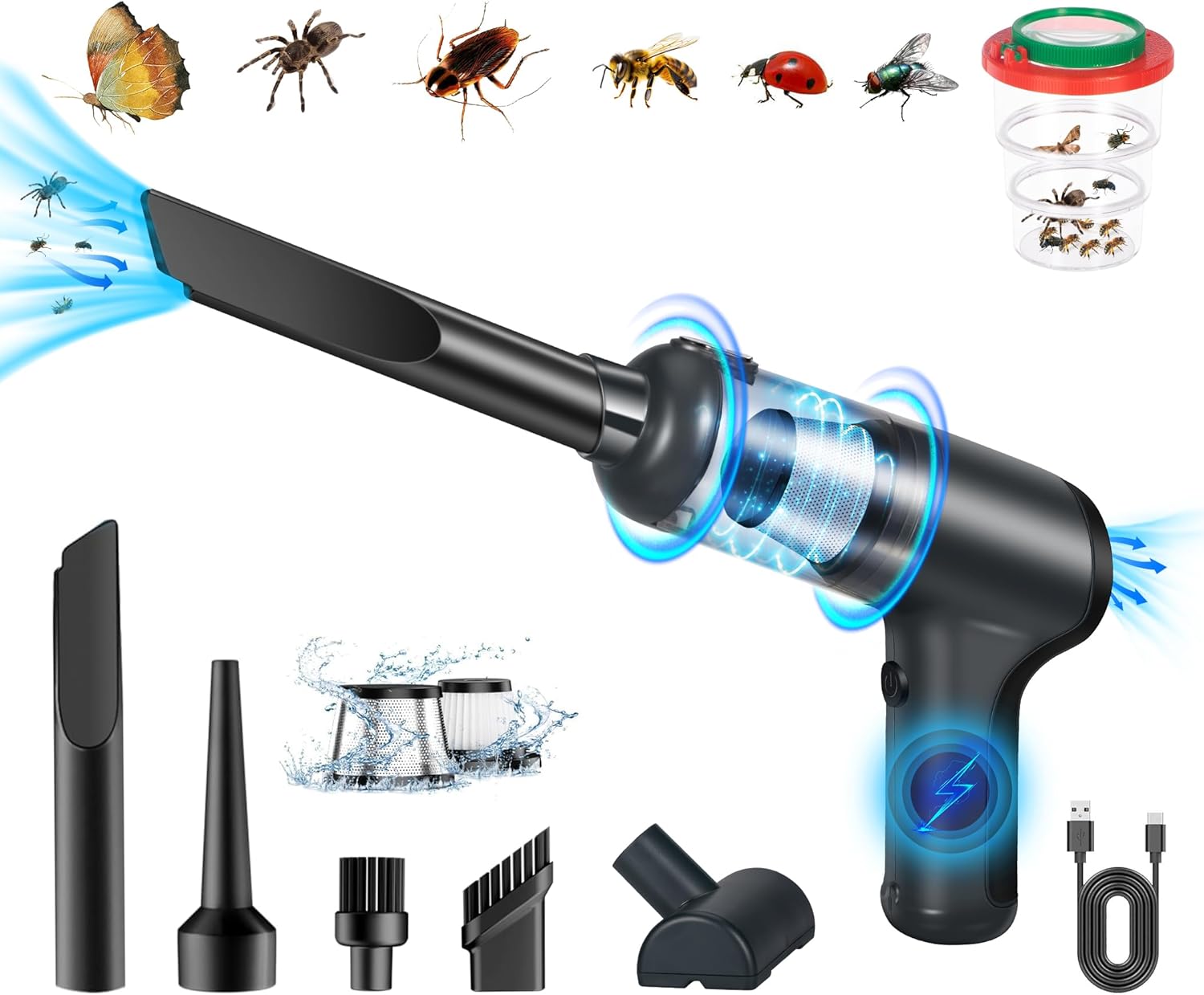 Amazon.com - Bug Vacuum & Handheld Vacuum Cordless with 9000PA,High ...