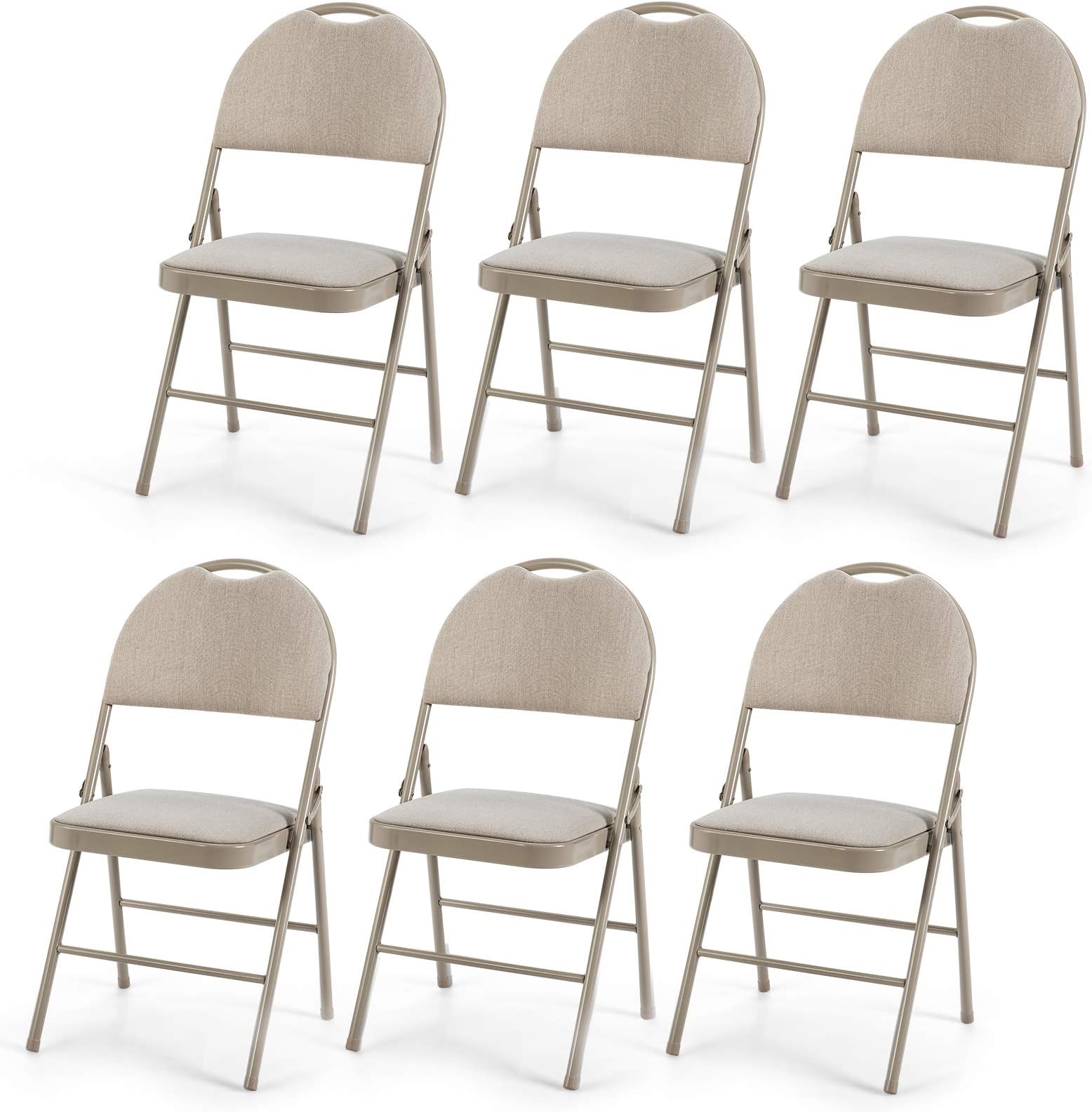 COSTWAY 2/4/6 Pack Fabric Padded Folding Chair, Metal Frame Easy ...