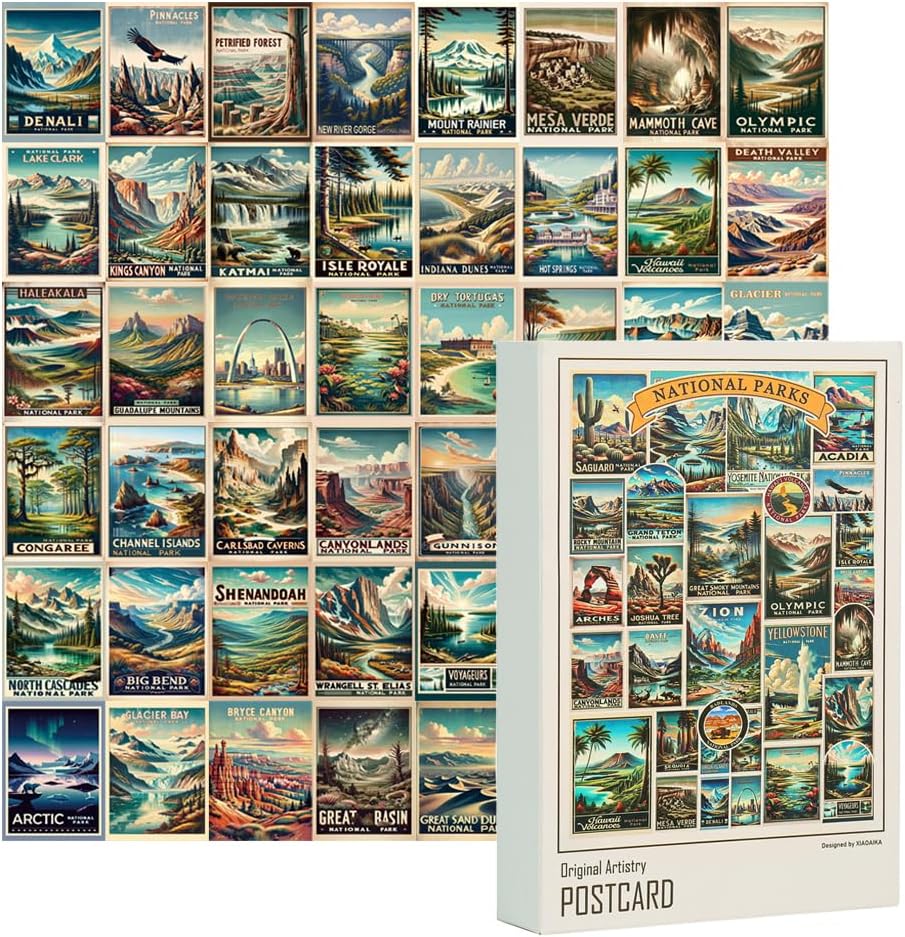 Amazon.com: XIAOAIKA Vintage Travel National Park Postcards Set - Retro ...