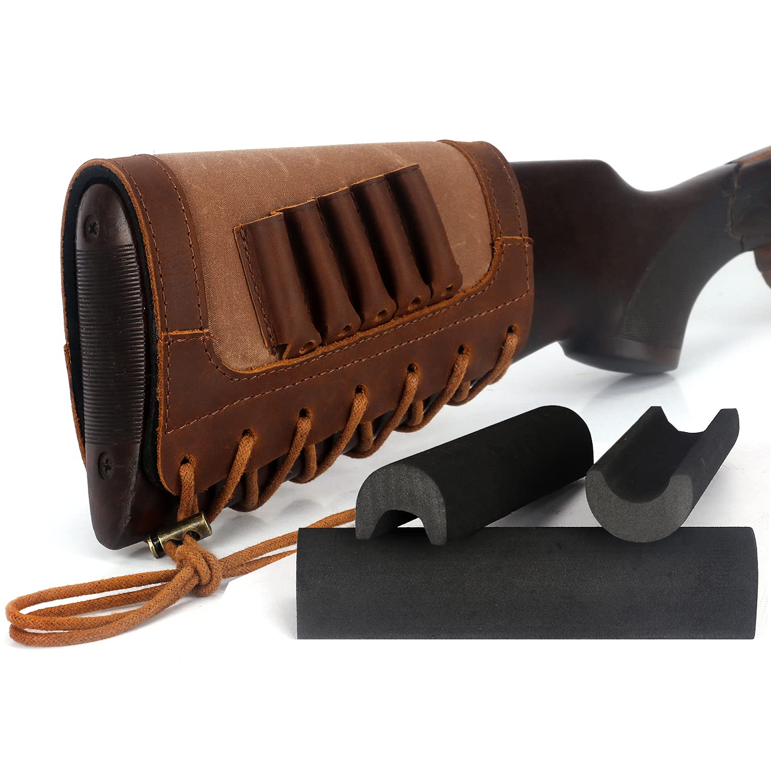 Buy Tourbn Canvas Leather Buttstock Ammo Holder with Three Cheek Rest ...