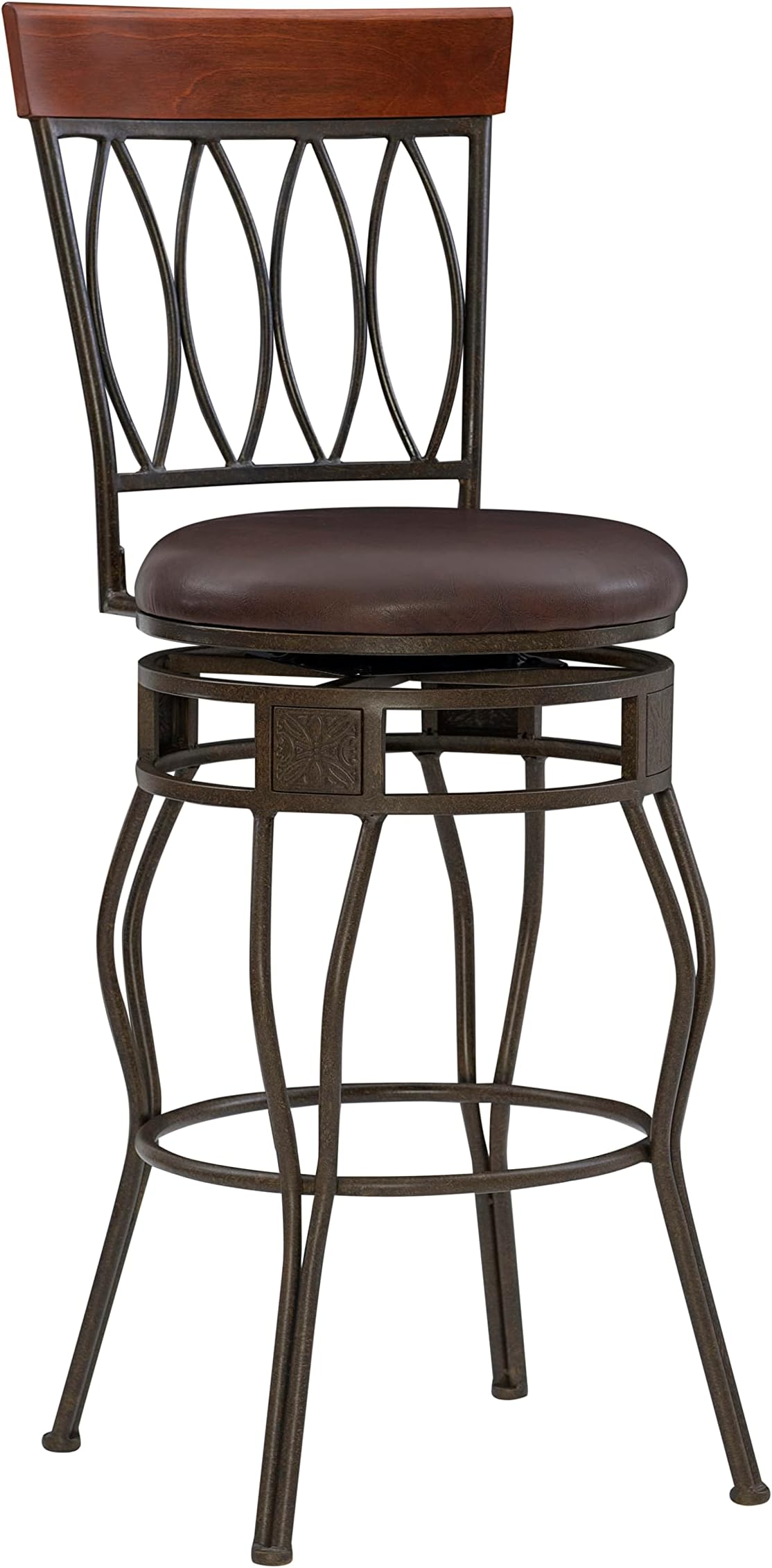 Amazon.com: Linon Bronze Four Oval Back Barstool with Swivel Seat Matte ...