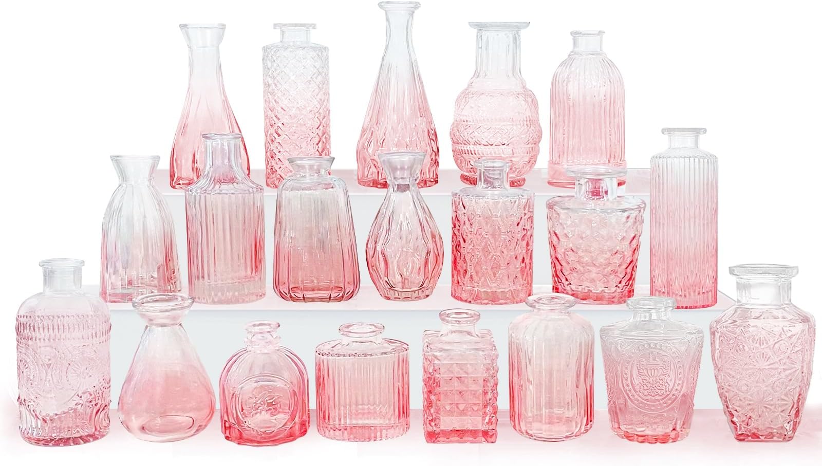 Amazon.com: Pink Glass Bud Vase Set of 10 - Mini Vintage Vases for ...